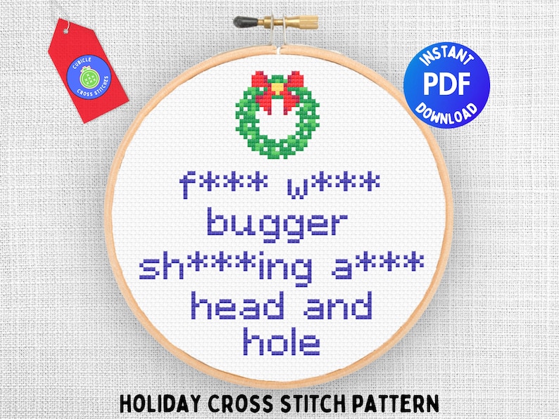Sweary Christmas Cross Stitch Pattern, Love Actually Billy Mack Movie ...