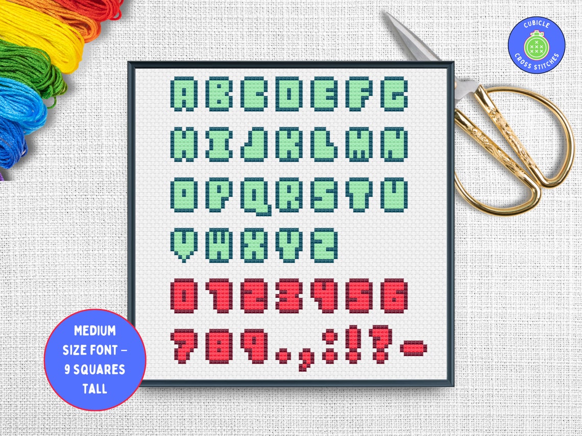 Cross Stitch Alphabet Chart, 90's Bubble Letters and Numbers ...