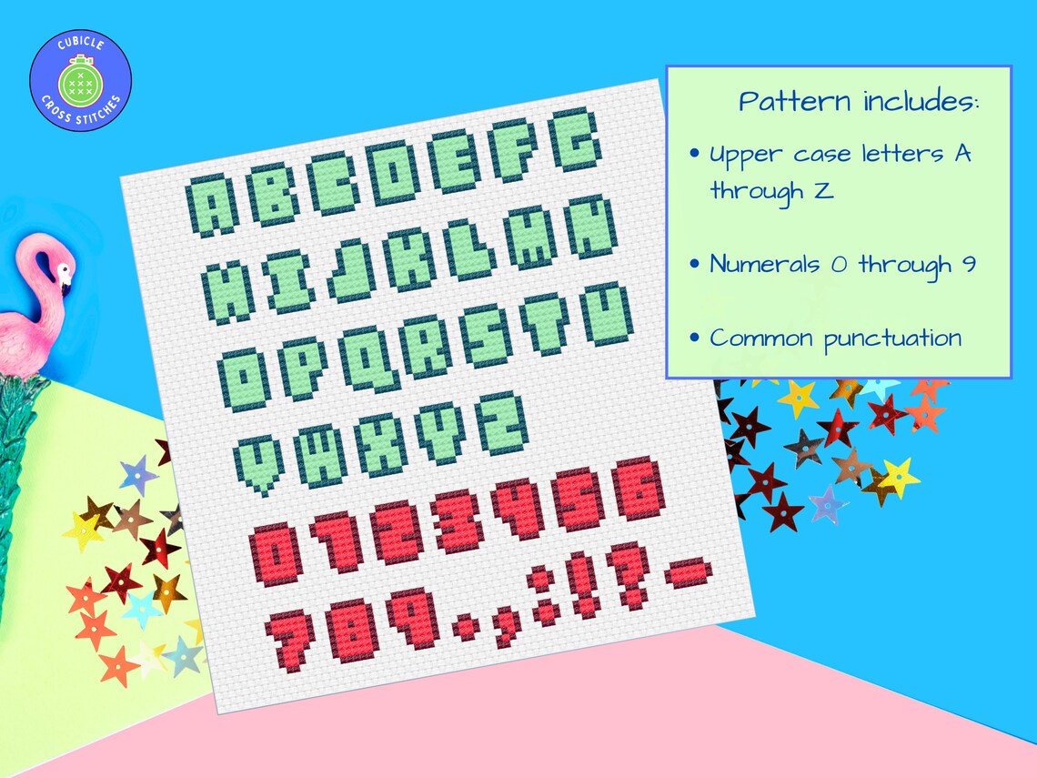 Cross Stitch Alphabet Chart, 90's Bubble Letters and Numbers ...