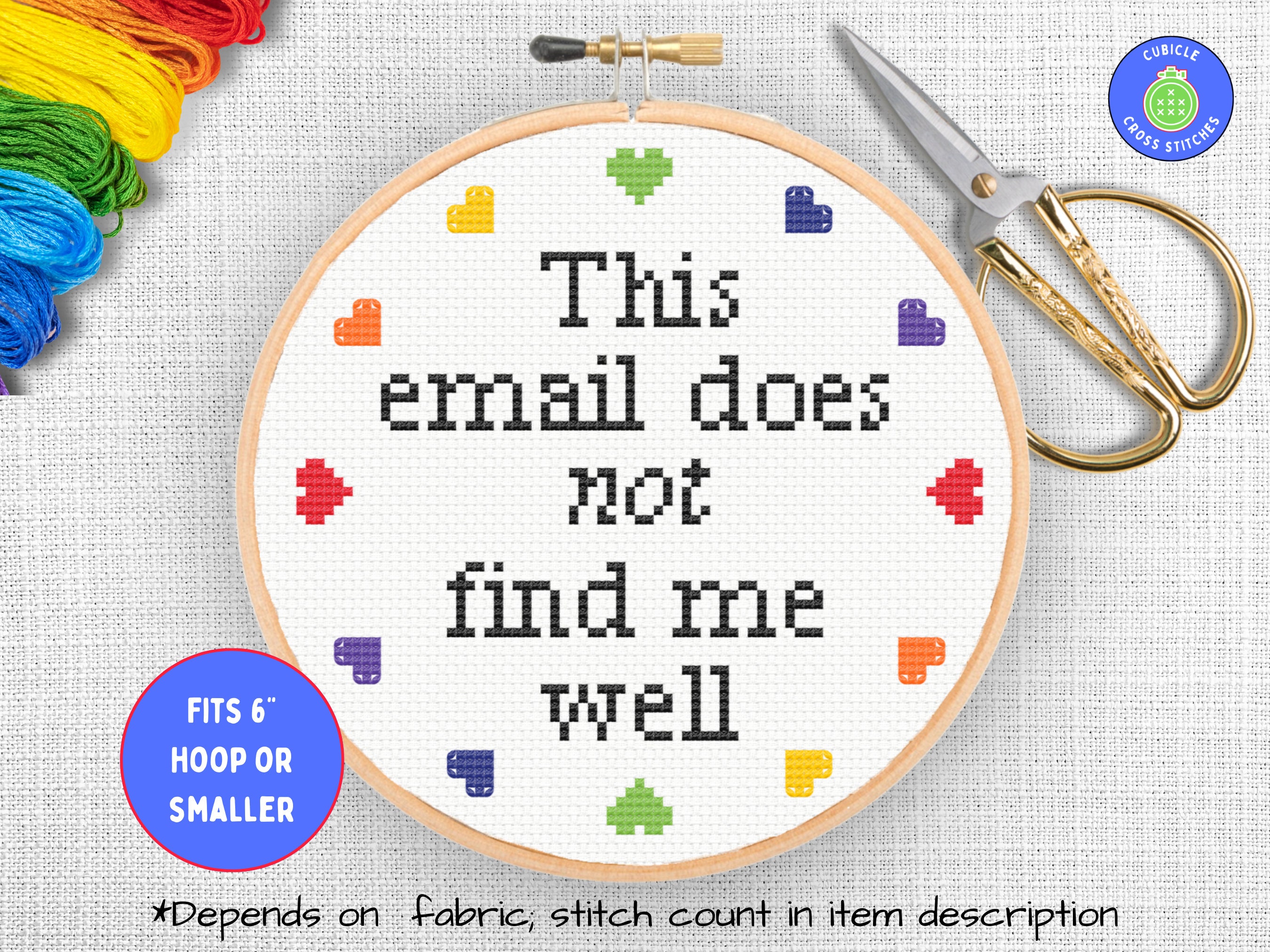 Snarky Modern Cross Stitch Pattern, This Email Does Not Find Me Well, Sarcastic Sassy Quote ...