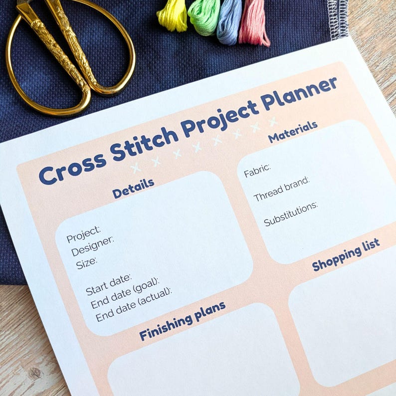 Cross Stitch Project Planner: Printable PDF Template for Planning and ...