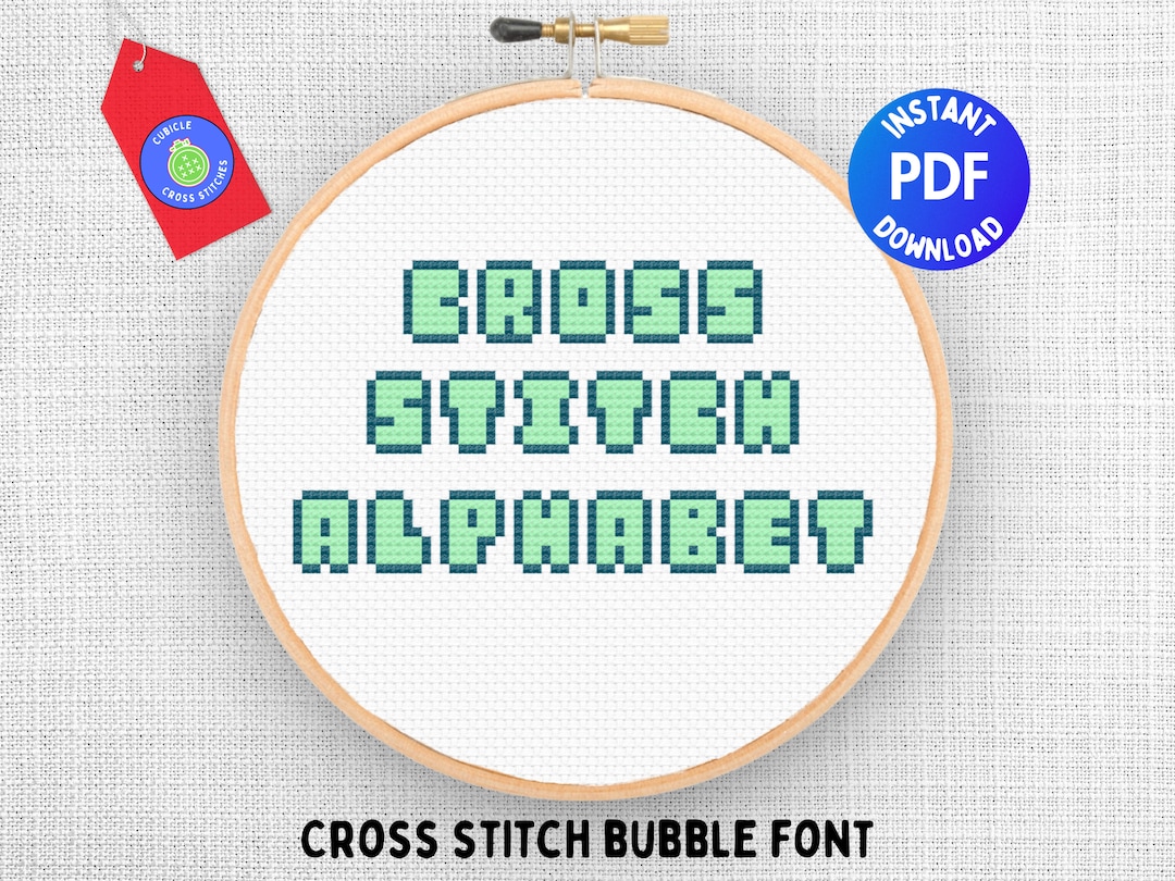 Cross Stitch Alphabet Chart, 90's Bubble Letters and Numbers ...