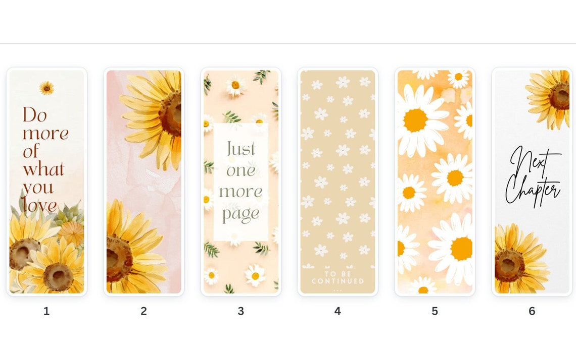 Sunflower Printable Bookmarks (set of 6) Instantly Download Your ...
