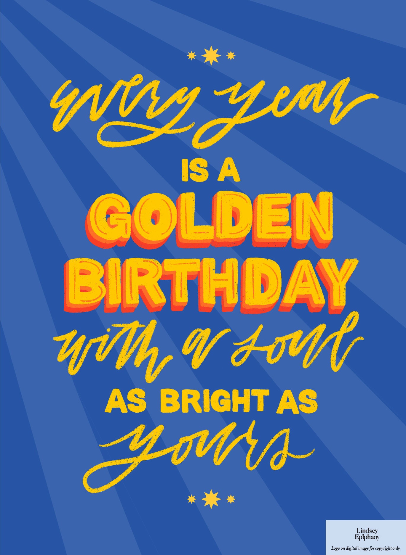 Golden Birthday Hand-lettered Card - Etsy