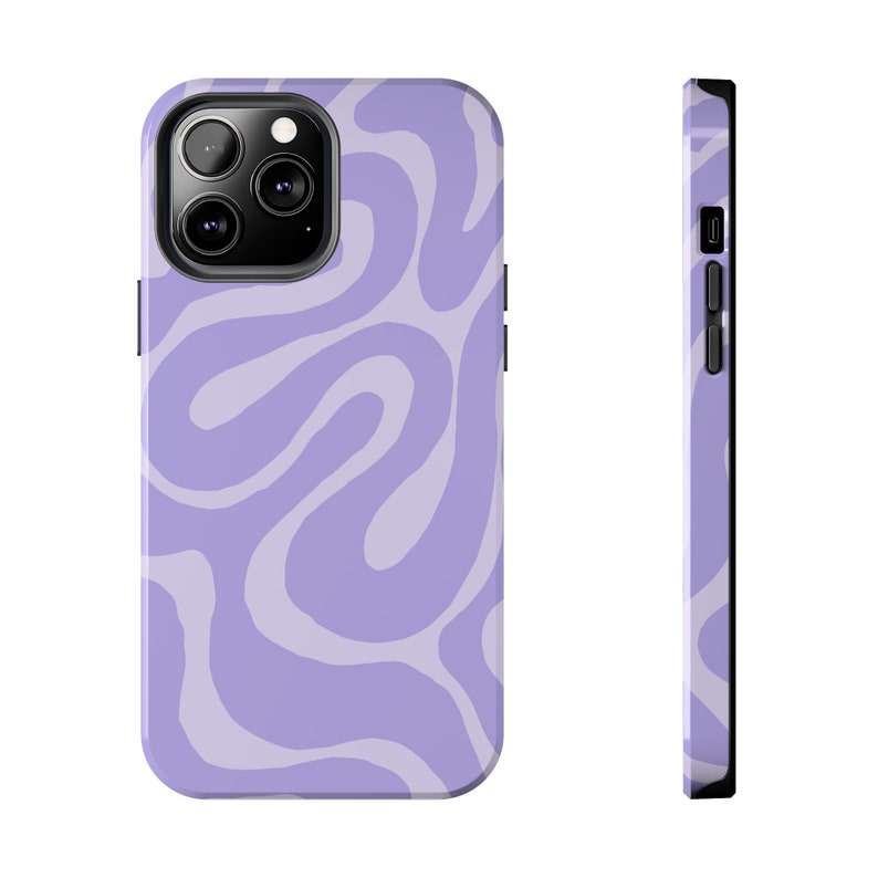 Cute Swirl Purple Aesthetic iPhone Phone Case, Tough Phone Case, Purple ...