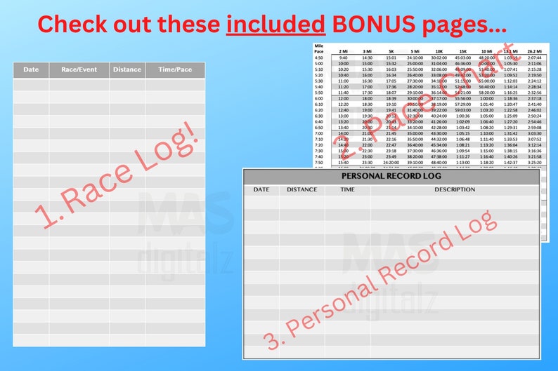 Running Training Log Printable PDF Page PNG Art File | Digital File ...