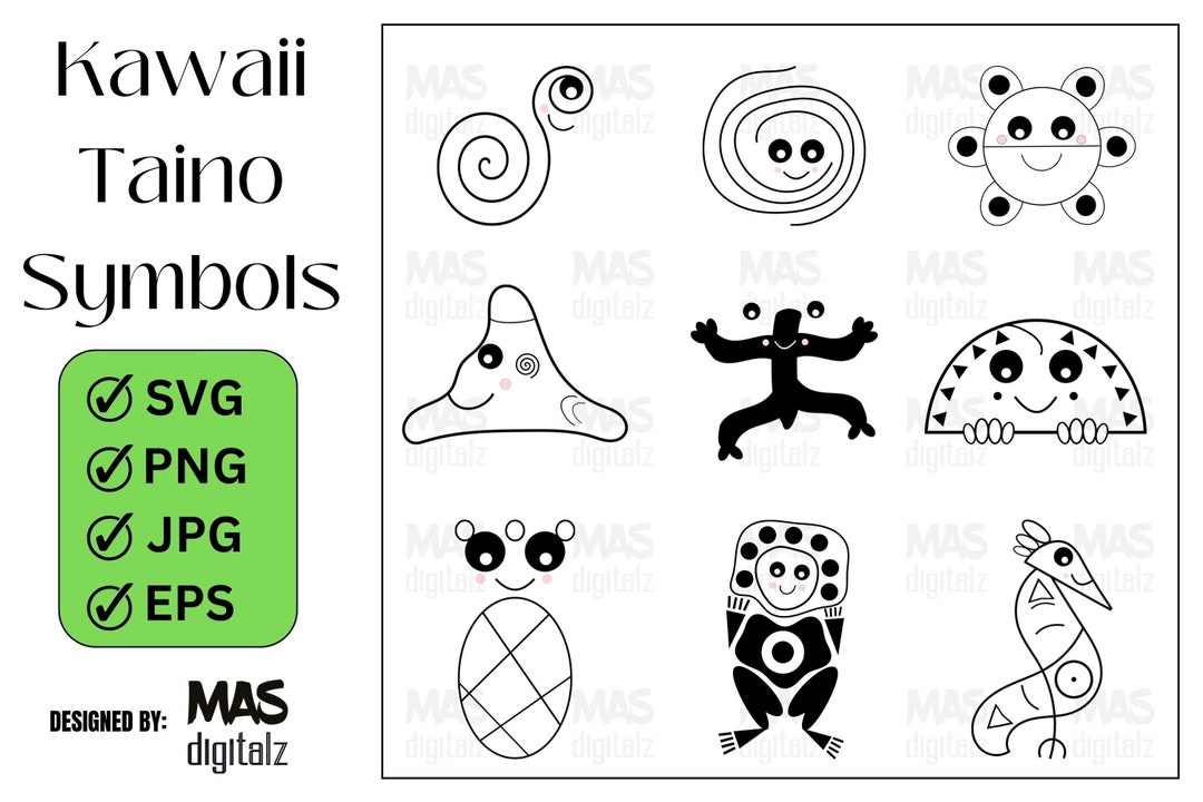 Kawaii Taino Symbols SVG PNG EPS and Jpeg Bundle | Youth Toddler Infant ...