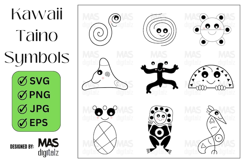 Kawaii Taino Symbols SVG PNG EPS and Jpeg Bundle | Youth Toddler Infant ...