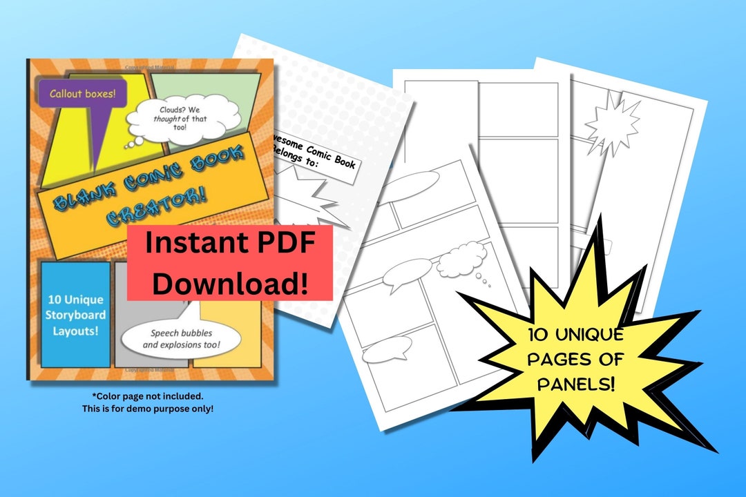Blank Comic Book Panels 10 Printable PDF Pages and Bonus Intro Page ...