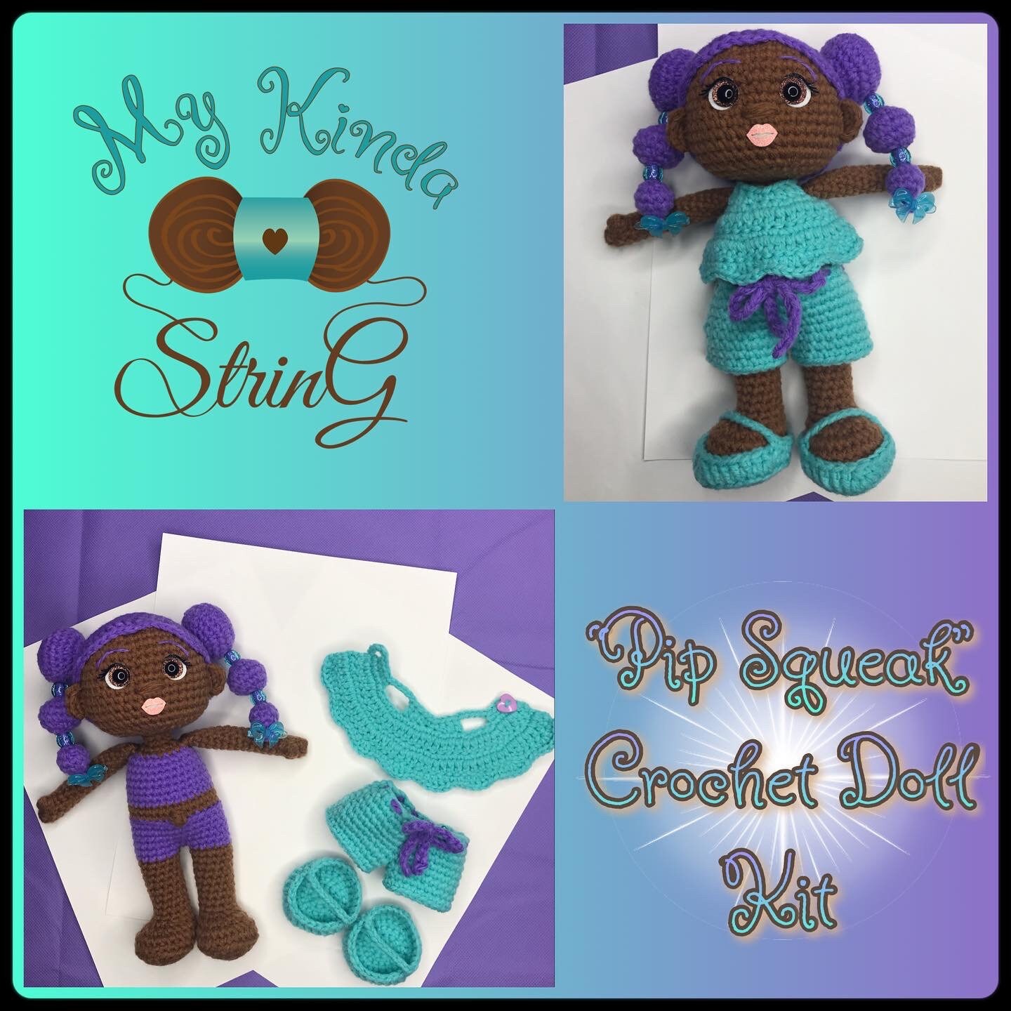 My Kinda String Pip Squeak Crochet Doll Kit - Etsy