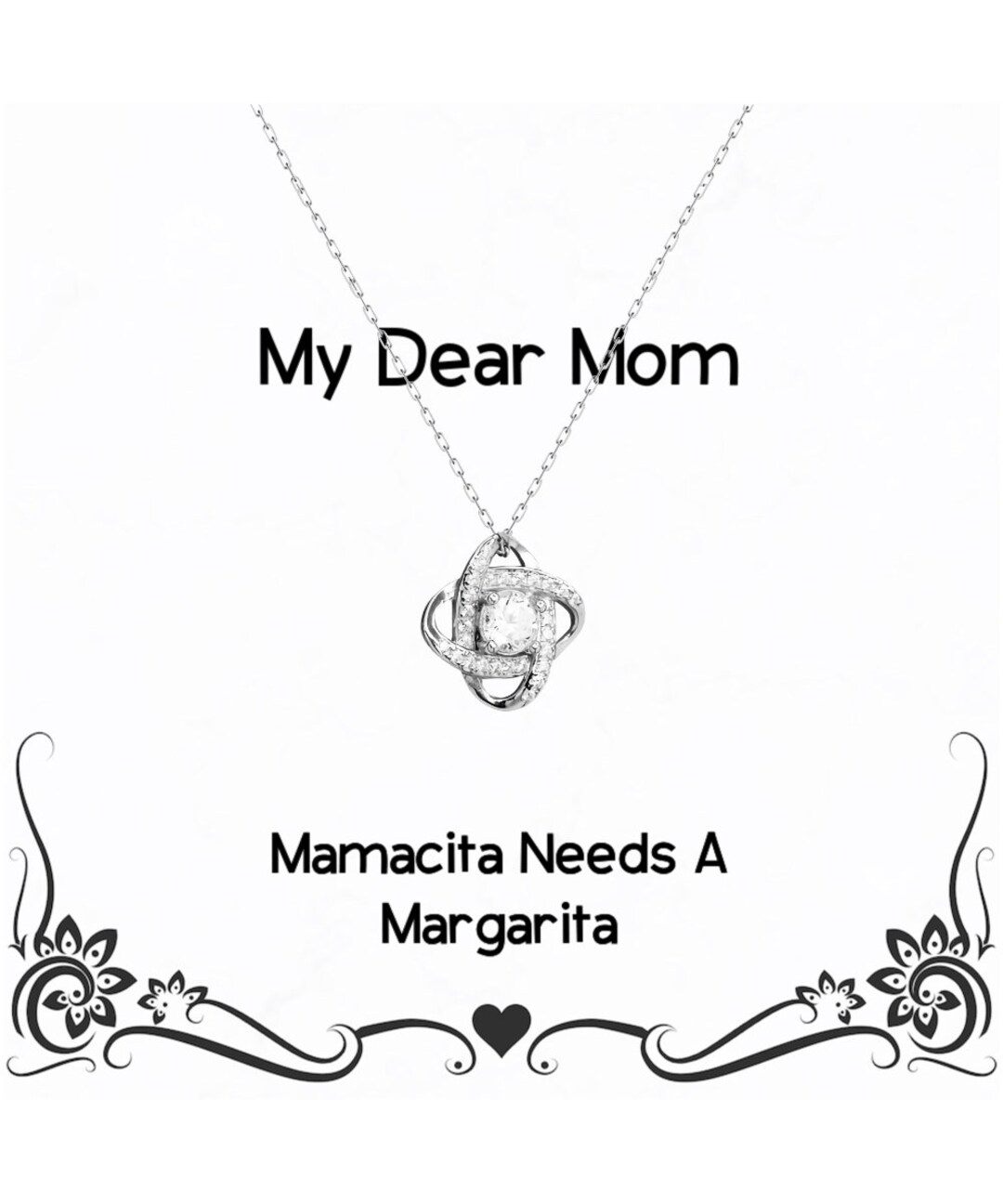 Mamacita Needs A Margarita Mom Love Knot Silver Necklace Nice Etsy