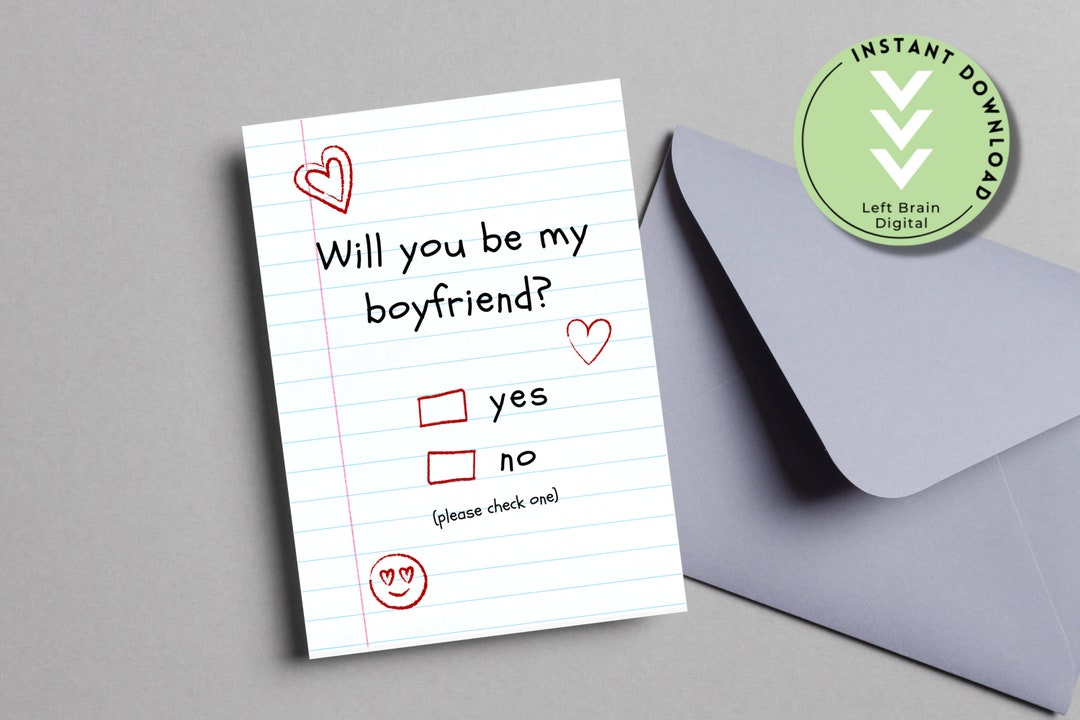 Will You Be My Boyfriend Digital Printable Card | Check Yes No ...