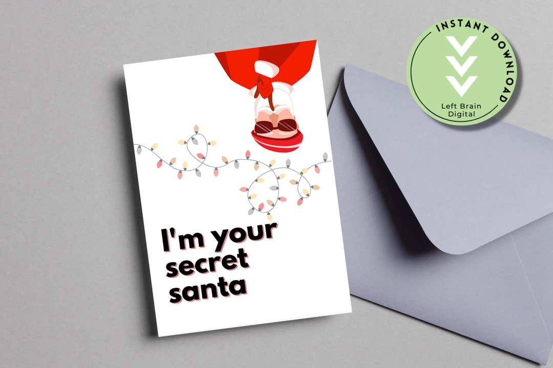 I'm Your Secret Santa Digital Printable Card | Christmas Holiday Gift ...