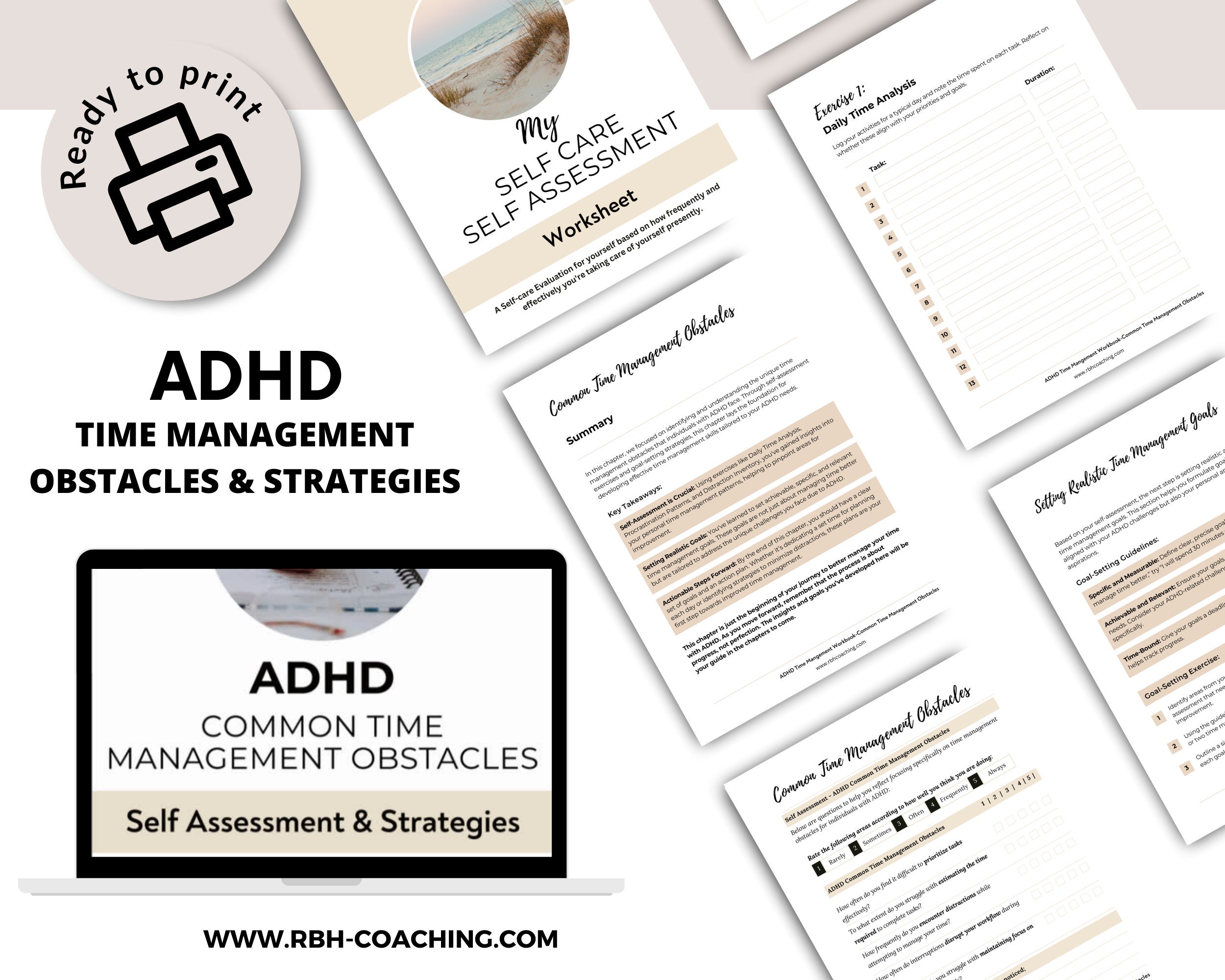 ADHD Therapy Worksheets for Common Time Management Obstacles Self ...