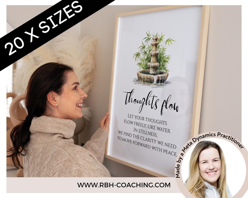 Mindfulness Quote Art: Let Thoughts Flow - Meditation Print (digital ...