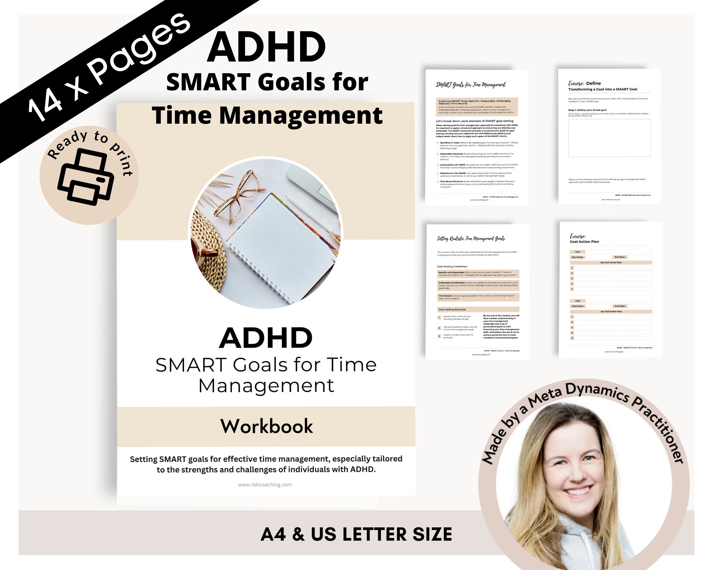 Adhd-smart Goals for Time Management-adhd Therapy Workbook-mental ...