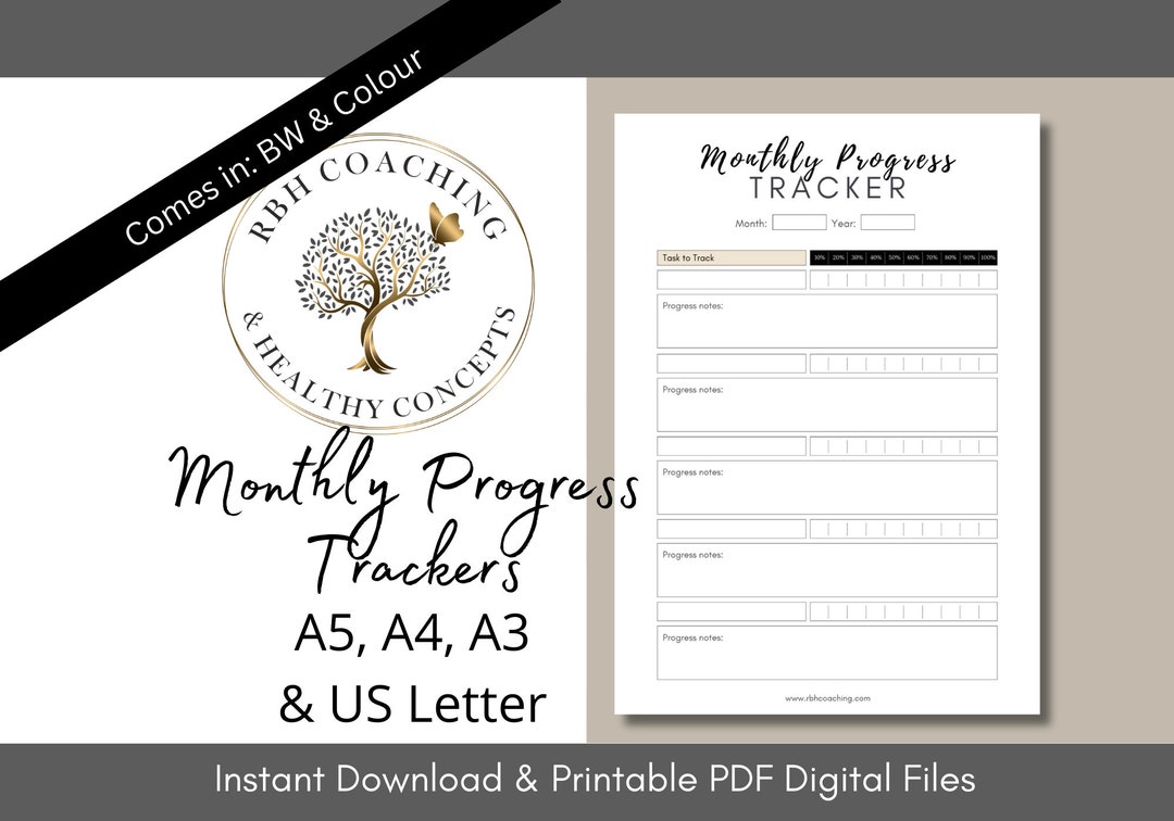 Monthly Progress Tracker, Printable, Productivity Task Pages, Tasks to ...