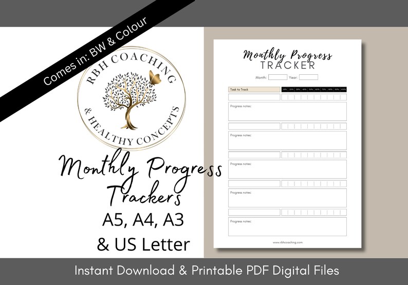 Monthly Progress Tracker, Printable, Productivity Task Pages, Tasks to ...