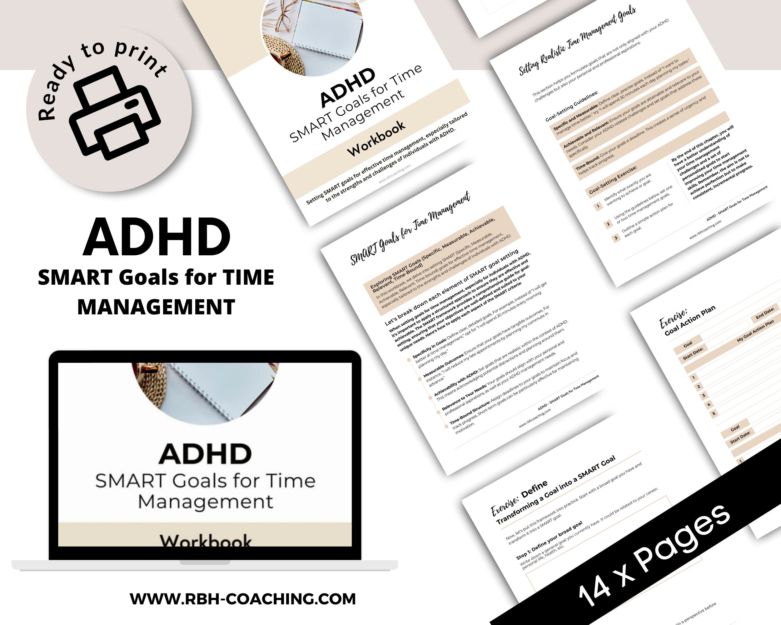 Adhd-smart Goals for Time Management-adhd Therapy Workbook-mental ...