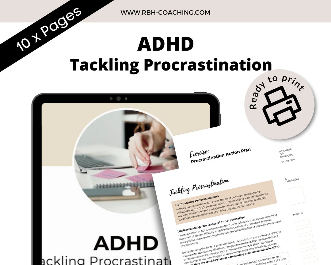 ADHD With Procrastination Strategies Workbook for Therapy Tools for ...