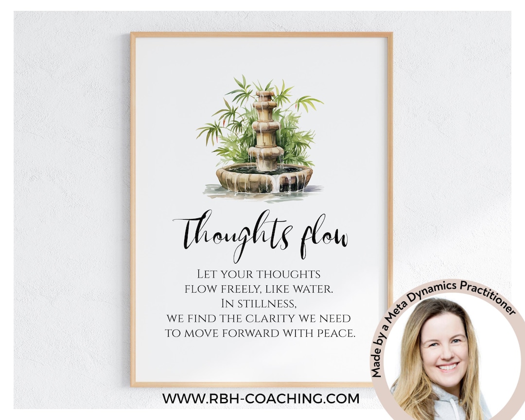 Mindfulness Quote Art: Let Thoughts Flow - Meditation Print (digital ...