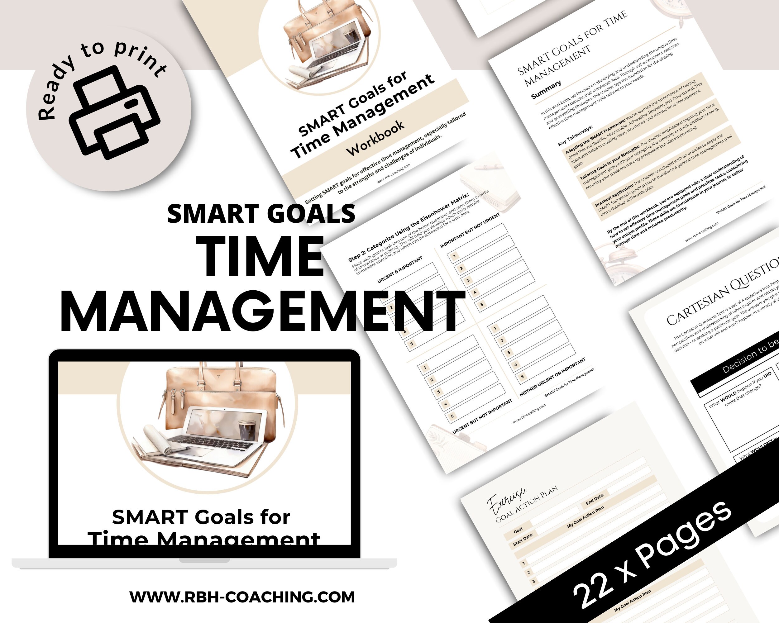 Time Management Workbook: SMART Goals Life Coaching Printable Therapy ...