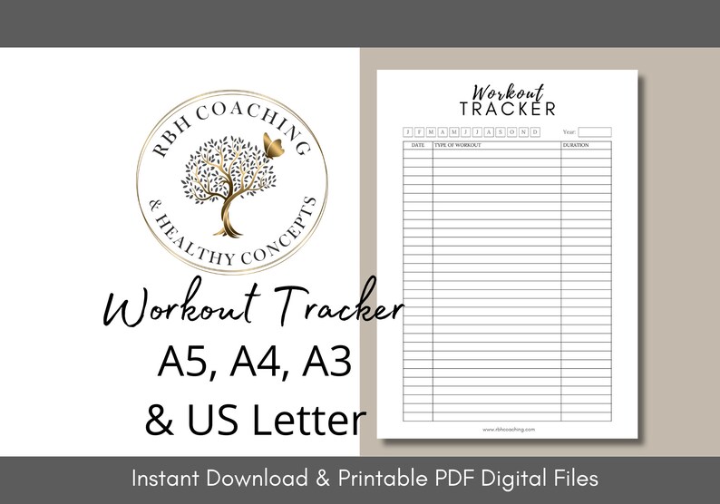 Workout Tracker, Printable, Daily Exercise Log, Cardio Tracker ...