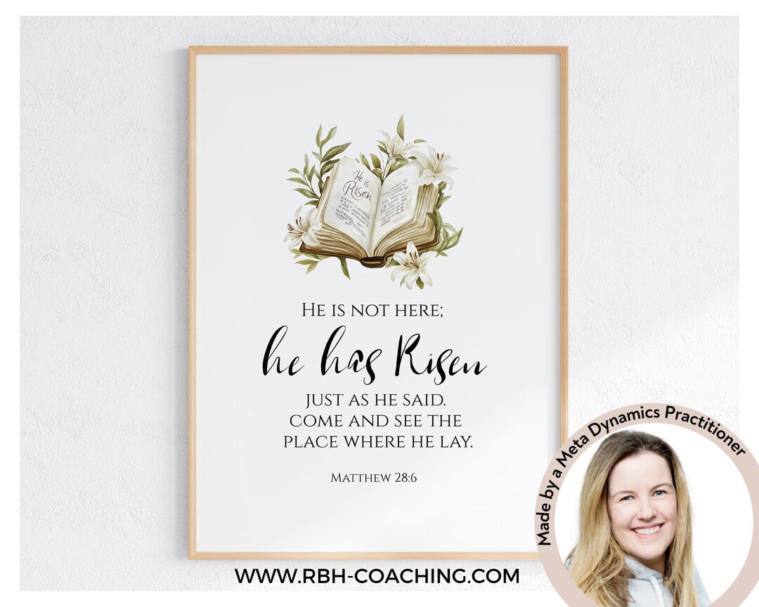 Easter Bible Verse Wall Art, He Has Risen Print, Matthew 28:6 ...