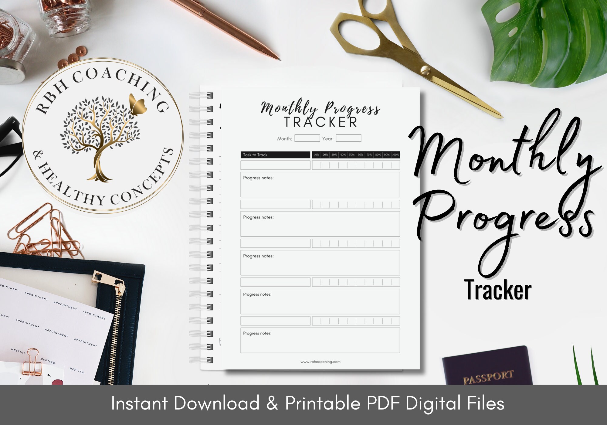 Monthly Progress Tracker, Printable, Productivity Task Pages, Tasks to ...