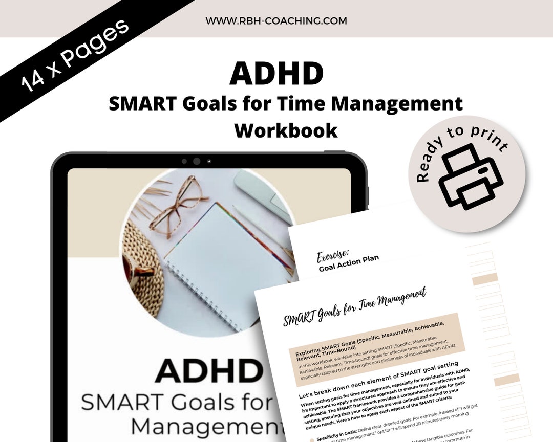 Adhd-smart Goals for Time Management-adhd Therapy Workbook-mental ...