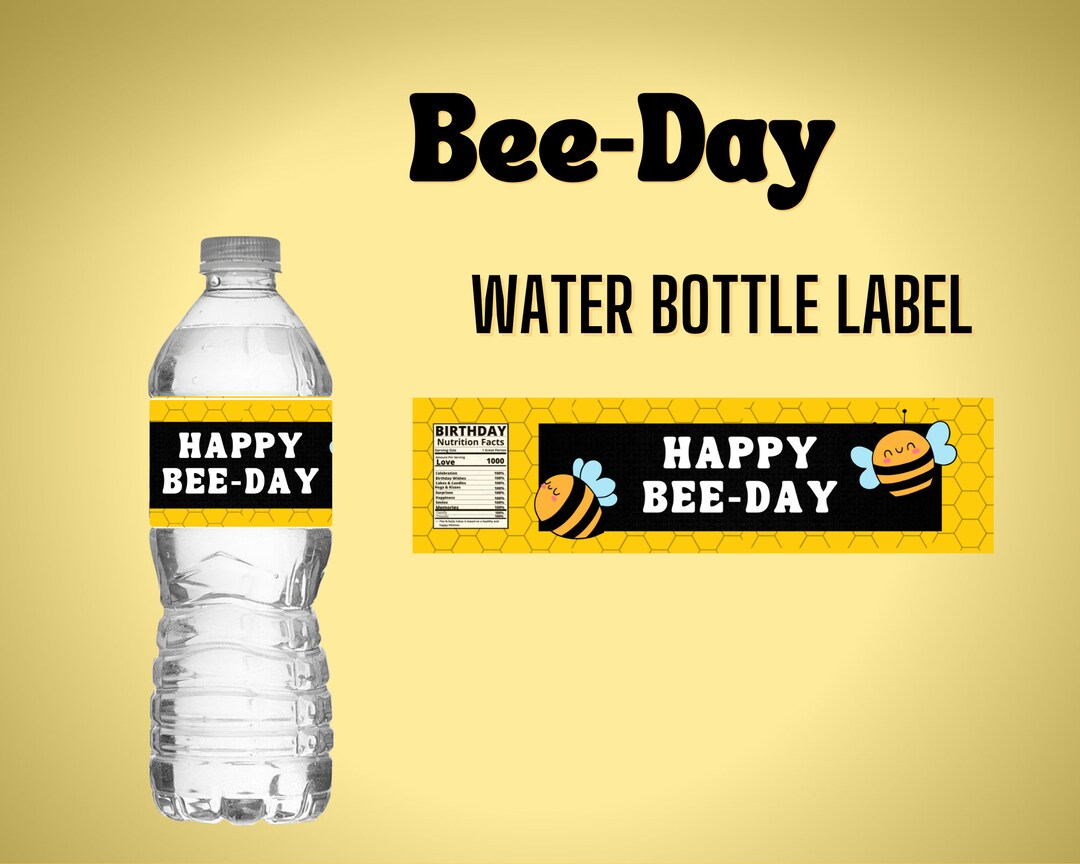 Bee-day Theme Water Bottle Labels - Etsy