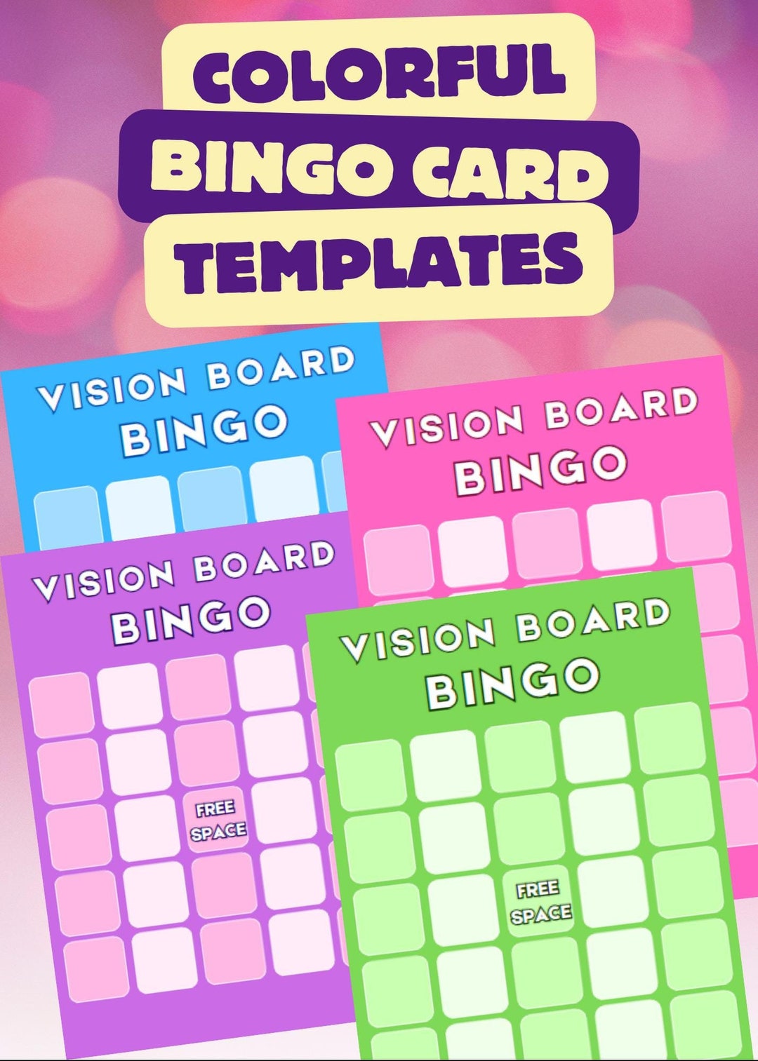 Colorful Bingo Card Templates - Etsy