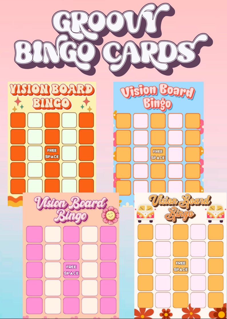 Groovy Bingo Card Templates - Etsy