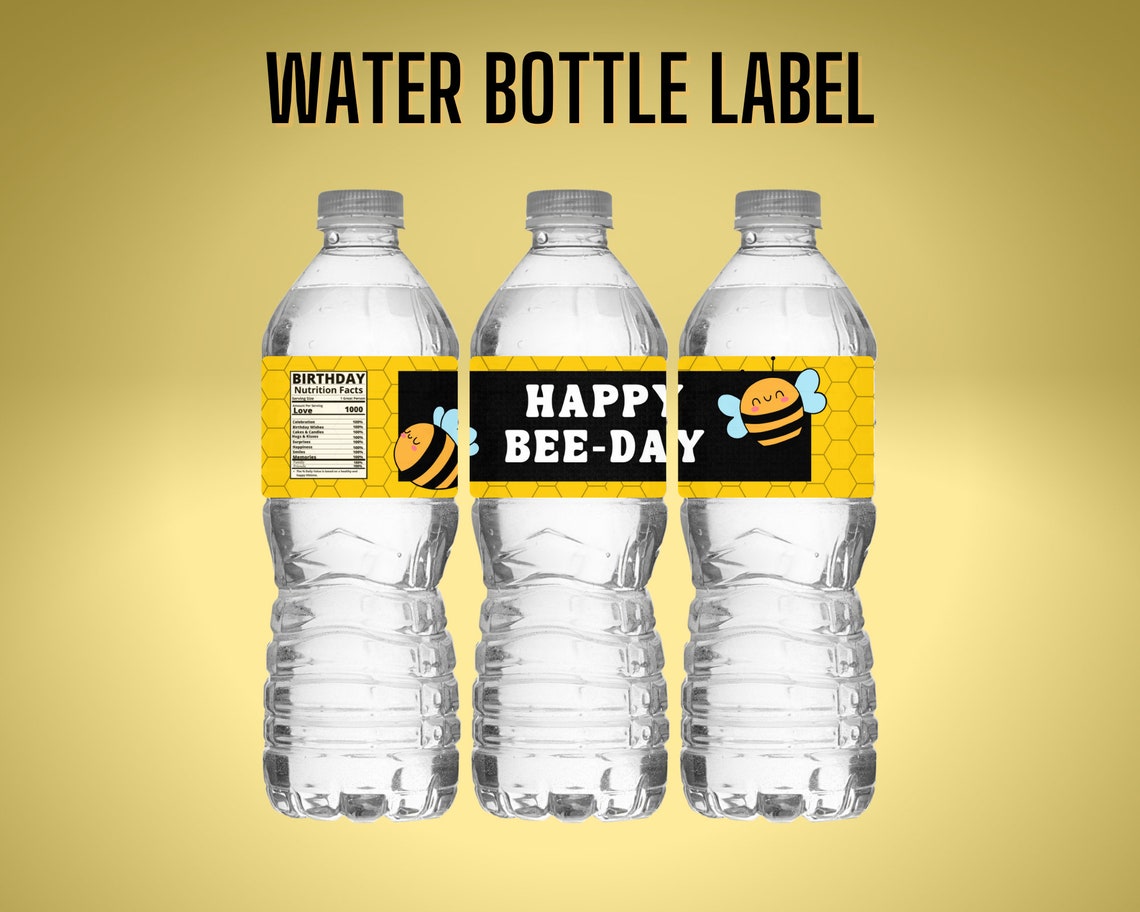 Bee-day Theme Water Bottle Labels - Etsy