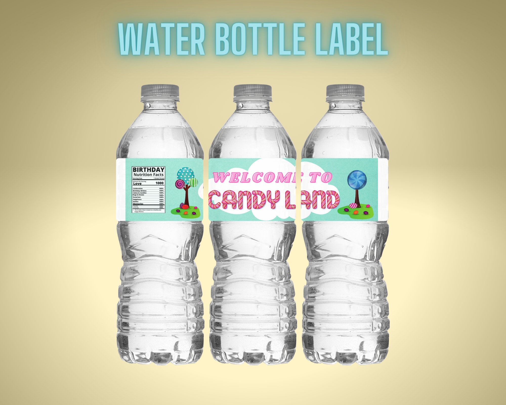 Candyland Theme Water Bottle Label - Etsy