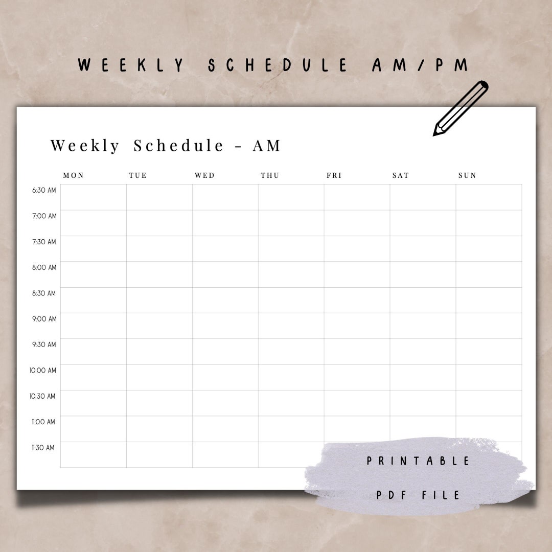 Printable Weekly Schedule Notes Diary Organise Minimalist - Etsy