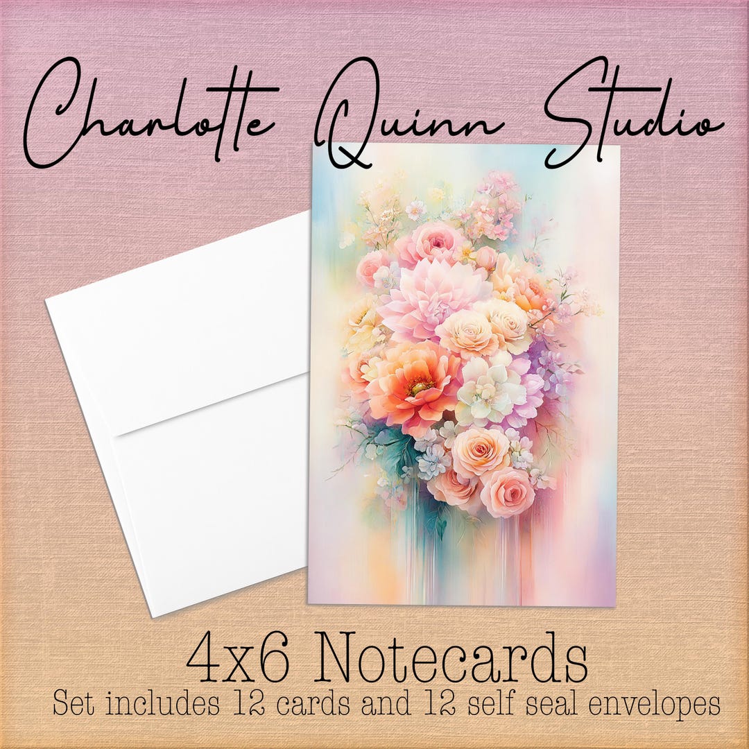 Watercolor Floral Notecard Set – Elegant Blank Greeting Cards - Etsy