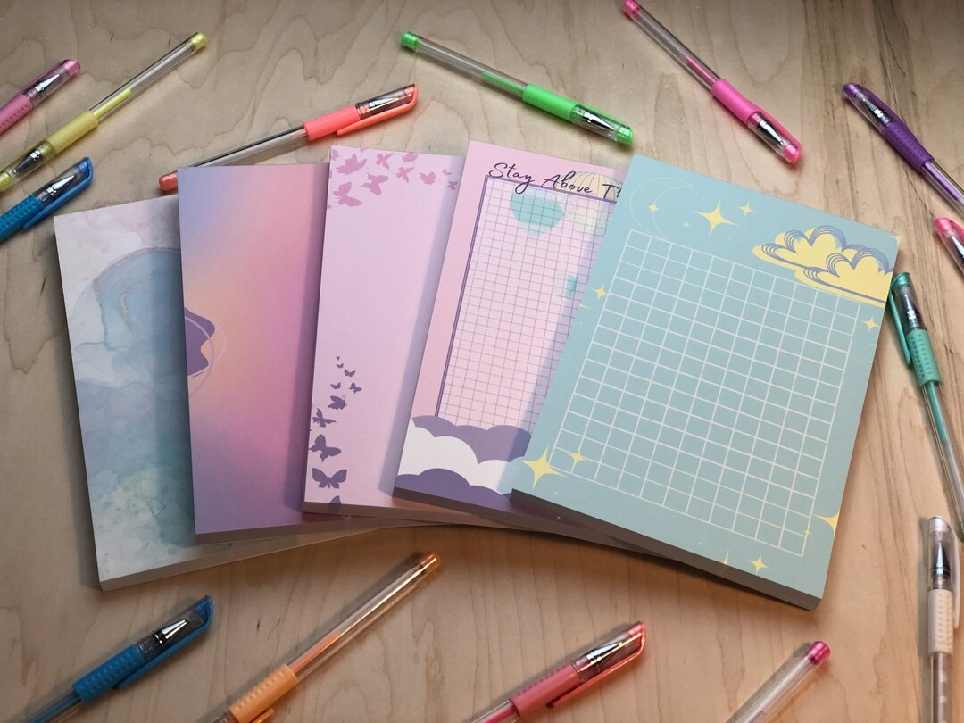 Pastel Butterfly Notepad: Square Grid, Watercolor Stationery (5.5x8.5 ...
