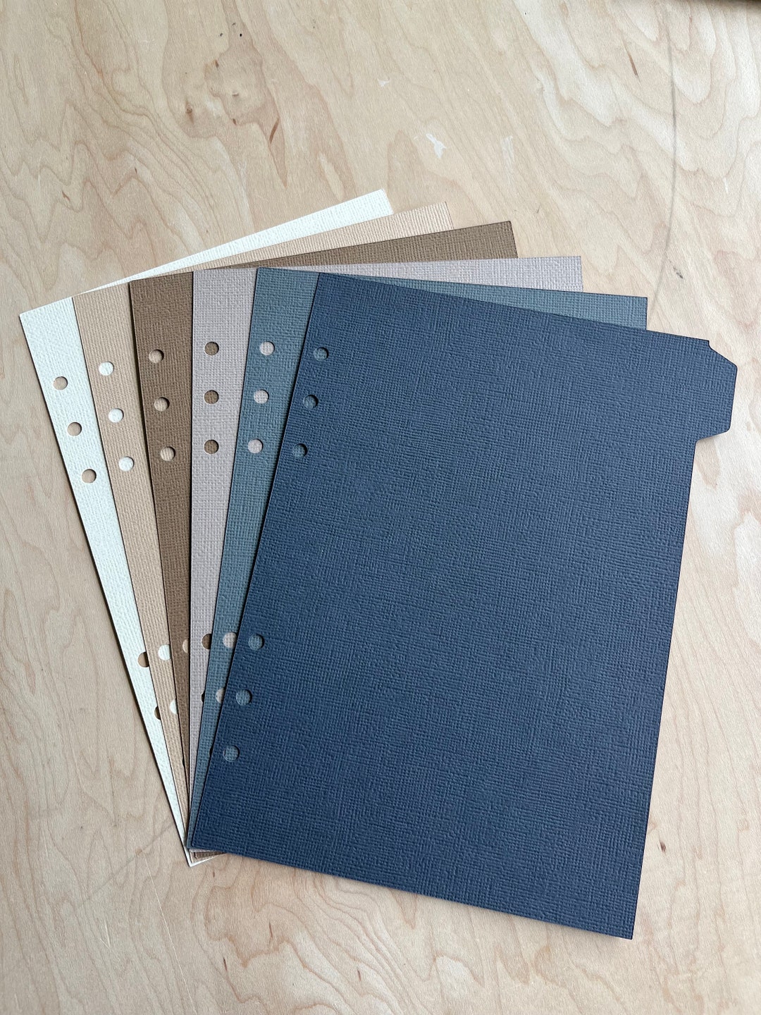A5 Tabbed Planner Dividers: Weave Textured Cardstock, Blues & Browns - Etsy