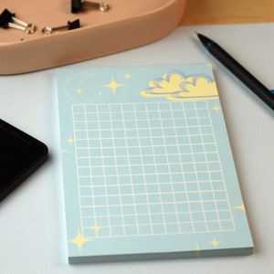 Notepads | Spring | Stationery | Pastel | Moon | Star | 5.5x8.5 | Cloud ...