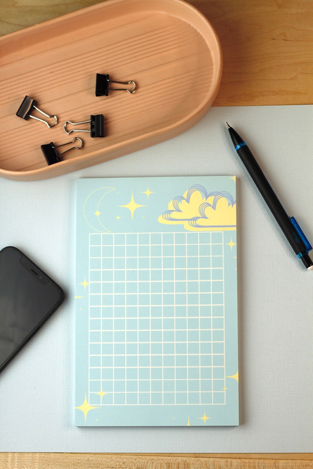 Notepads | Spring | Stationery | Pastel | Moon | Star | 5.5x8.5 | Cloud ...