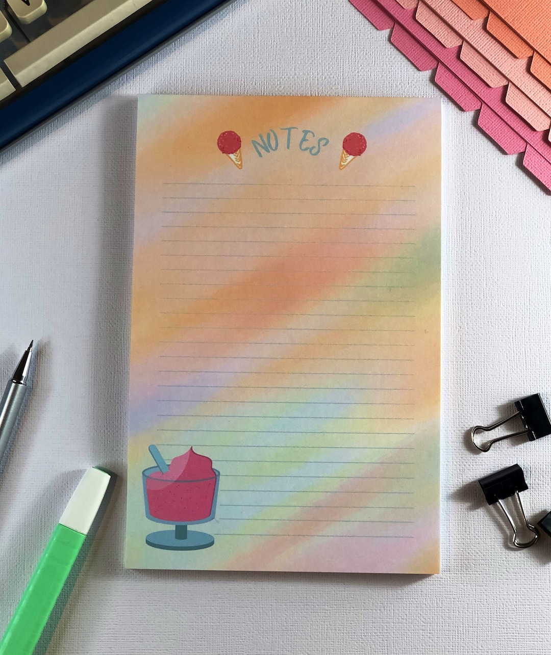 Spring| Notepad | Sherbet | Ice Cream | Stationery | Pastel | 70# Text ...
