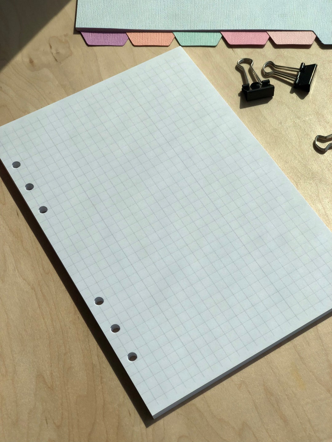 A5 | Square Grid Paper | 24lb. Paper | White | 6 Ring Hole Punched ...