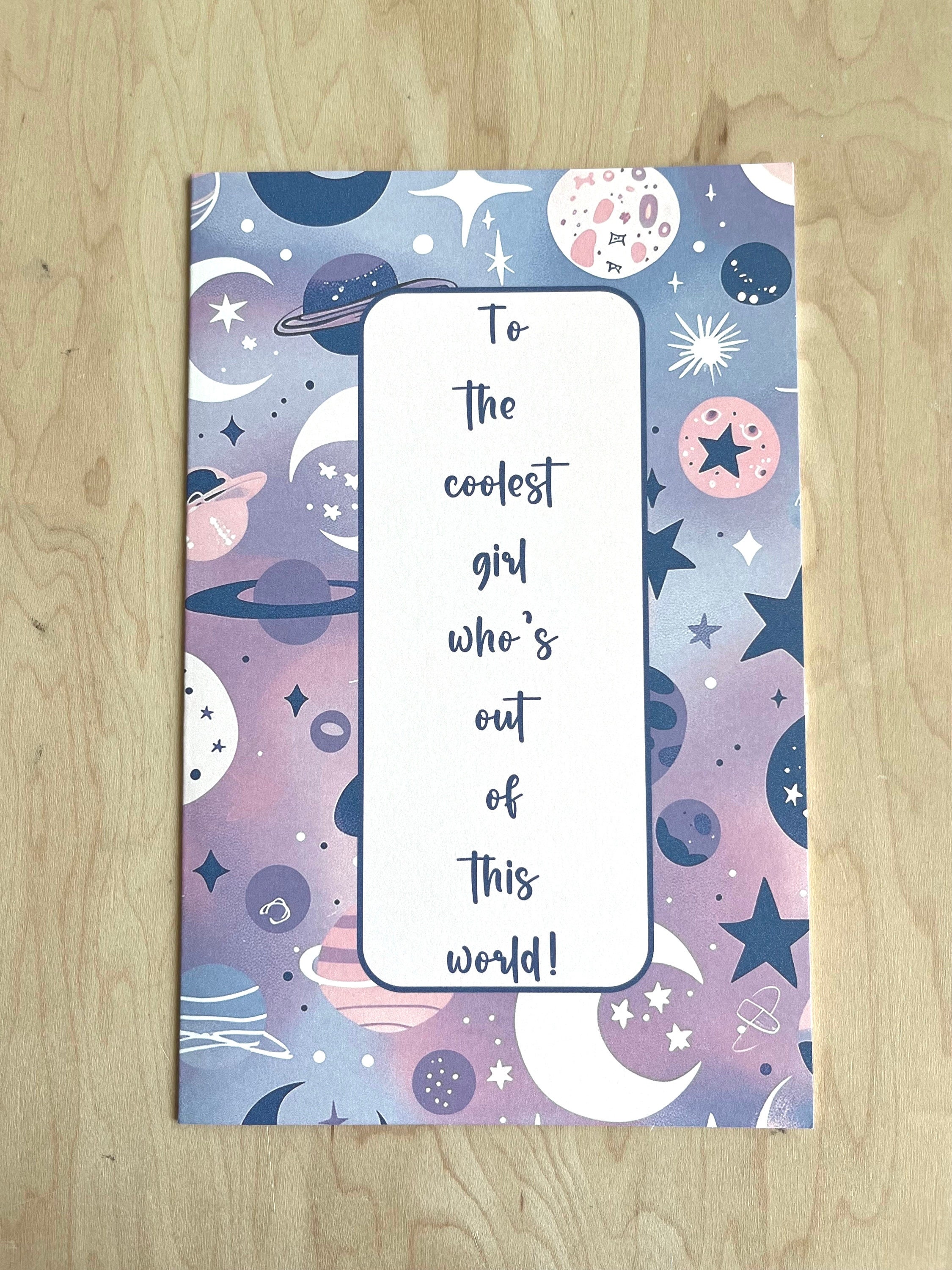 Outer Space Greeting Card for Kids: Handmade Linen Envelope - Etsy