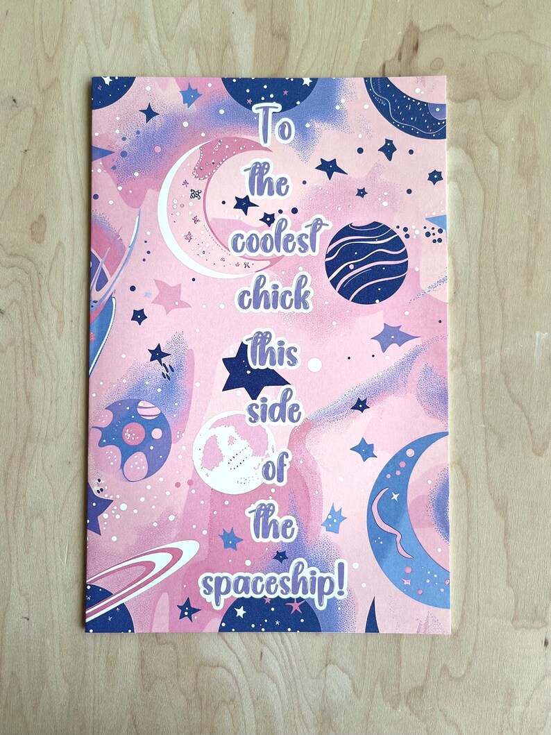 Outer Space Greeting Card for Kids: Handmade Linen Envelope - Etsy