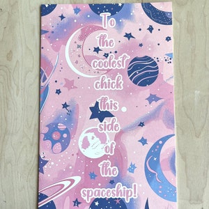 Outer Space Greeting Card for Kids: Handmade Linen Envelope - Etsy