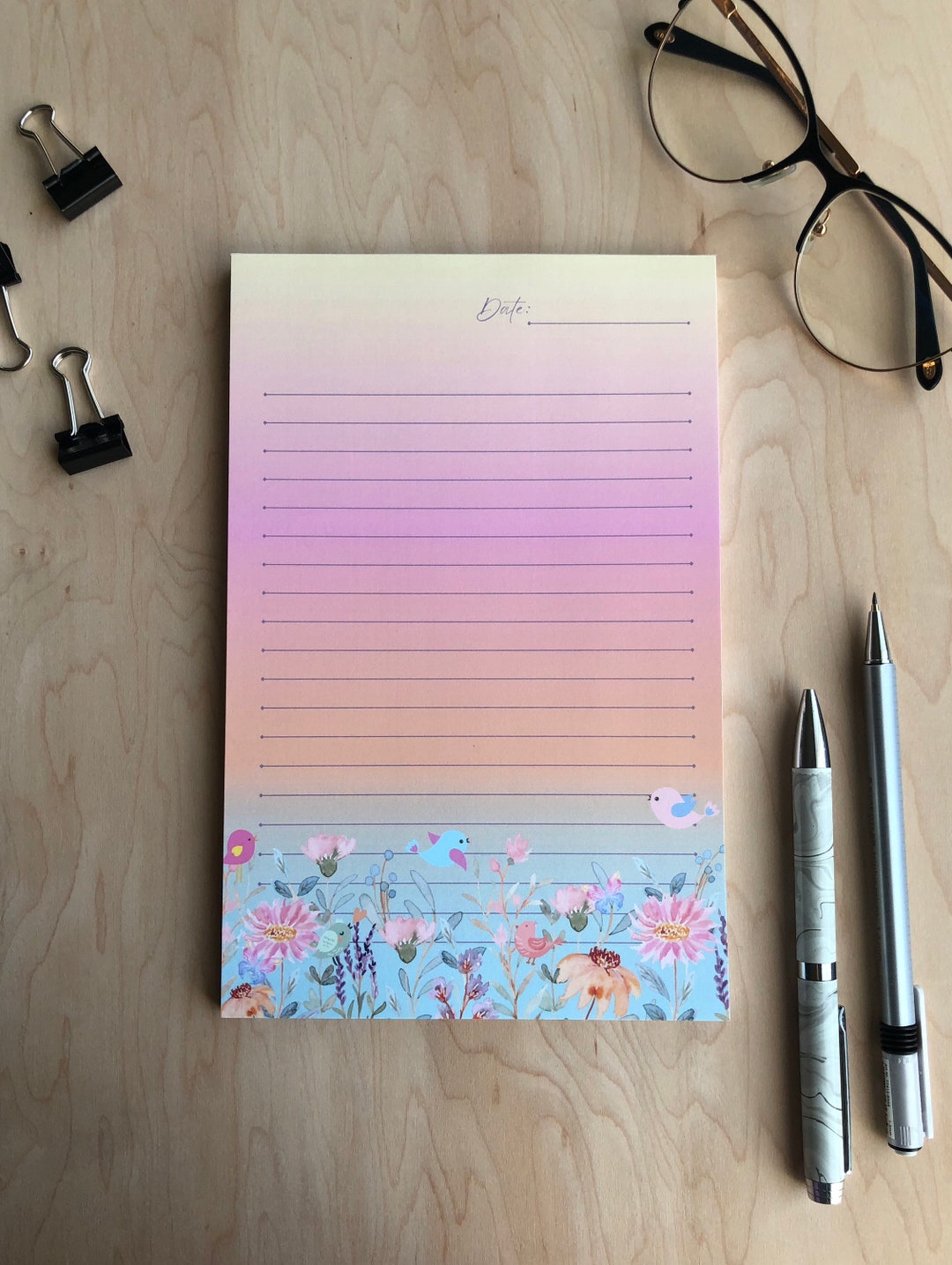 Beautiful | Pastel | Gradient | Floral | Birds | Notepad | Pastels ...