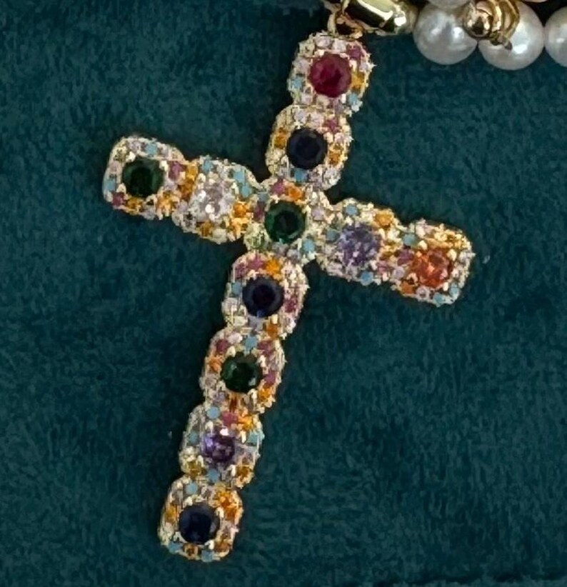 Multicolor Cross Necklace - Etsy