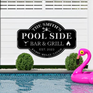 Personalized Metal Family Poolside Bar and Grill Sign,pool and Bar,tiki ...