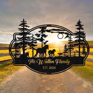 Last Name Signs for Home,horse Dog Ranch Custom Metal Name Signs ...